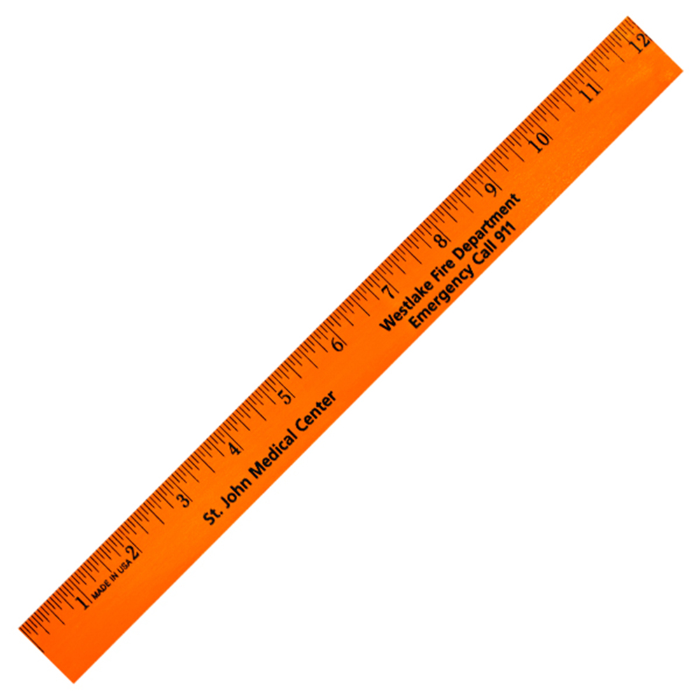 12 inch Fluorescent Wood Ruler English Scale