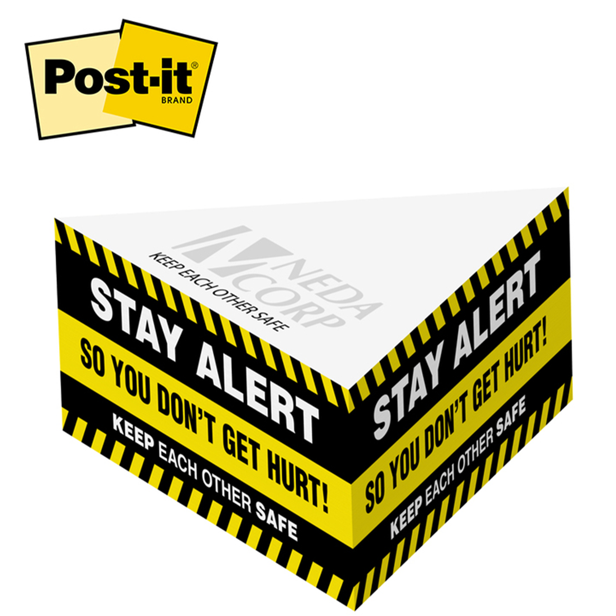 Post-it® Custom Printed Notes Cube - Triangle Half Cube - Show Your Logo