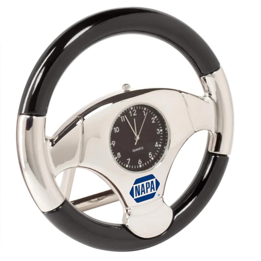 Metal Steering Wheel Clock - Show Your Logo