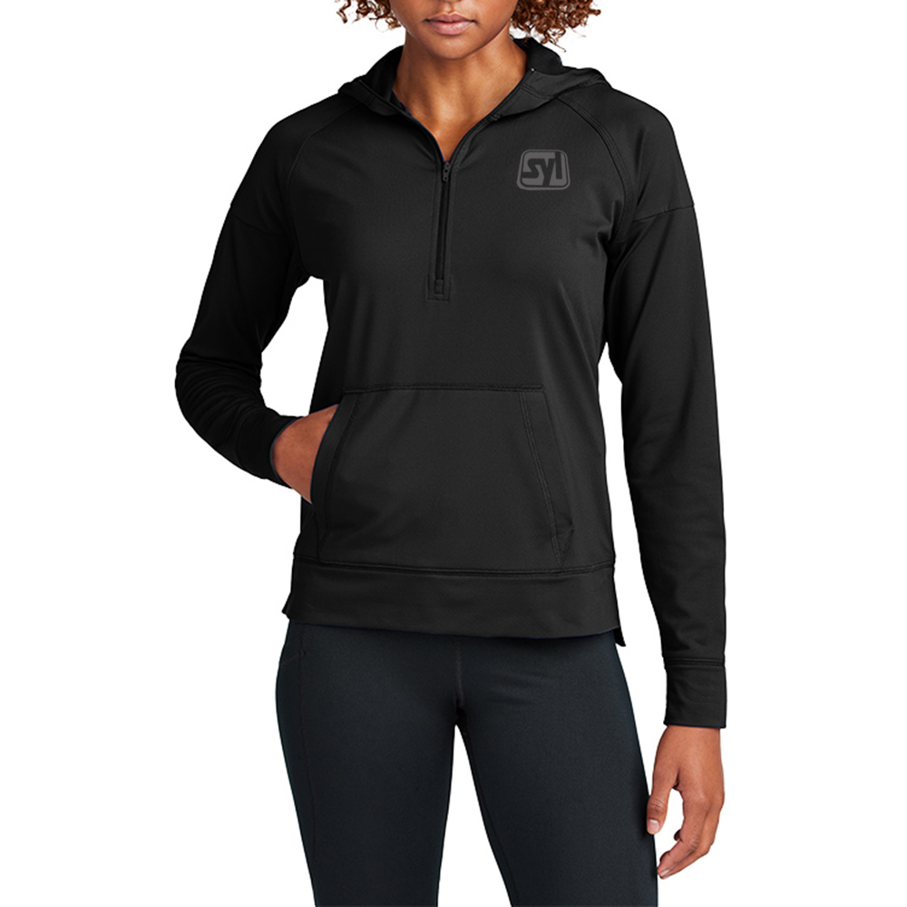 Sport-Tek® Ladies Sport-Wick® Stretch 1/2-Zip Hoodie - Show Your Logo