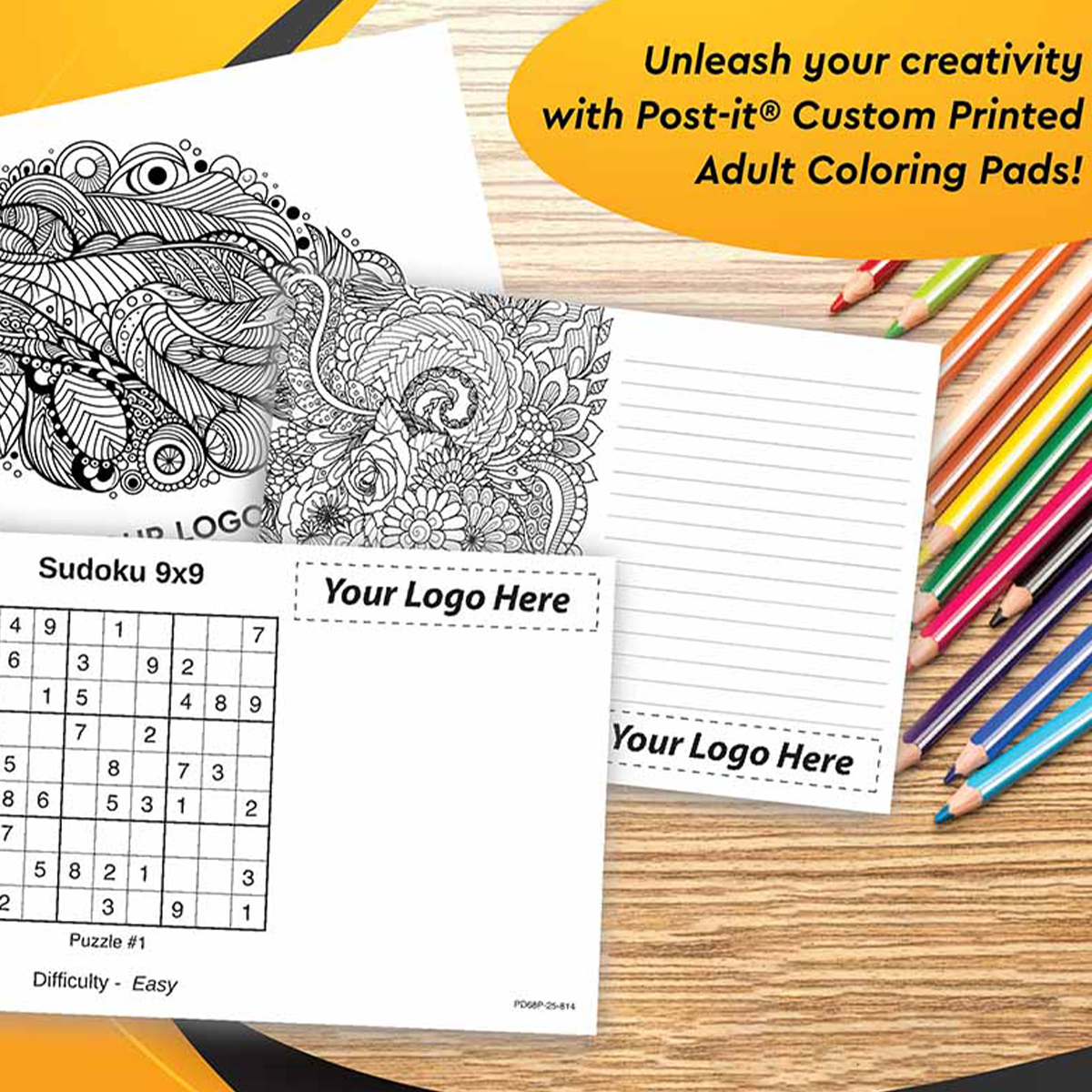 Post-it® Custom Printed Adult Coloring Pads - 6" x 8" - Show Your Logo