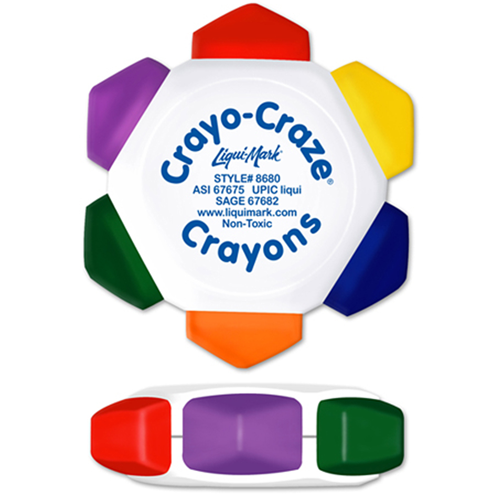 Crayo-Craze® 6 Color Crayon Wheel With White Housing - Show Your Logo