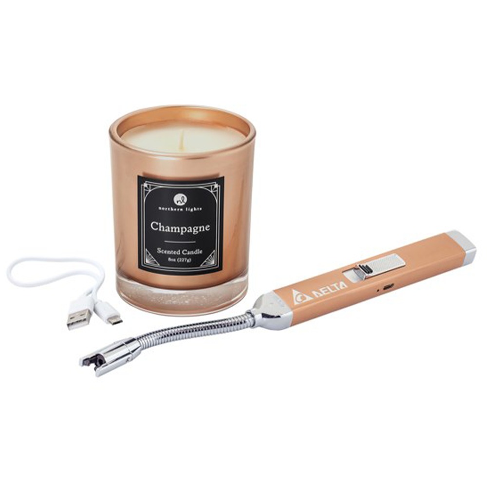 ZIPPO® Rechargeable Lighter & Candle Gift Set – Rose Gold/Champagne ...