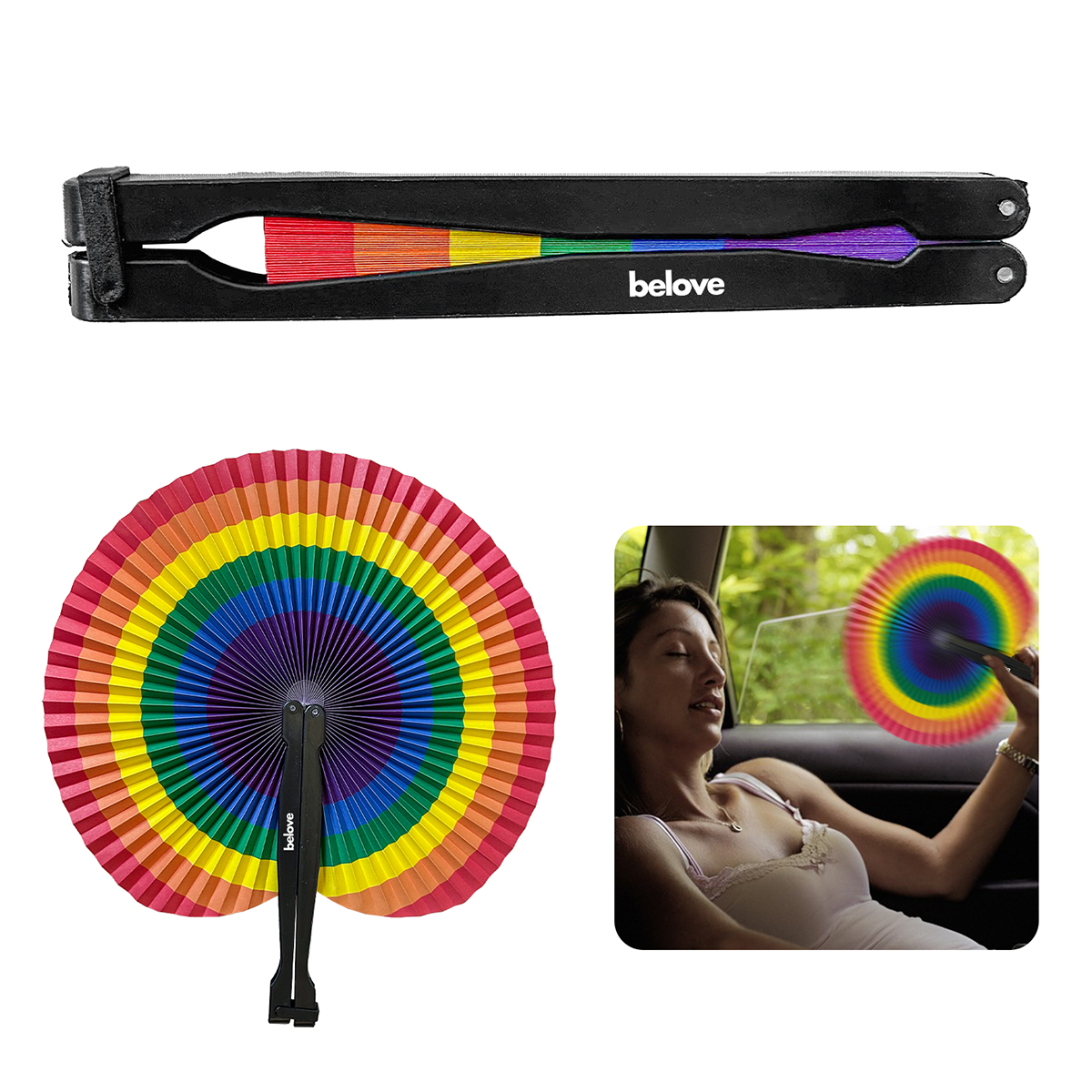 Rainbow Paper Fan - Show Your Logo